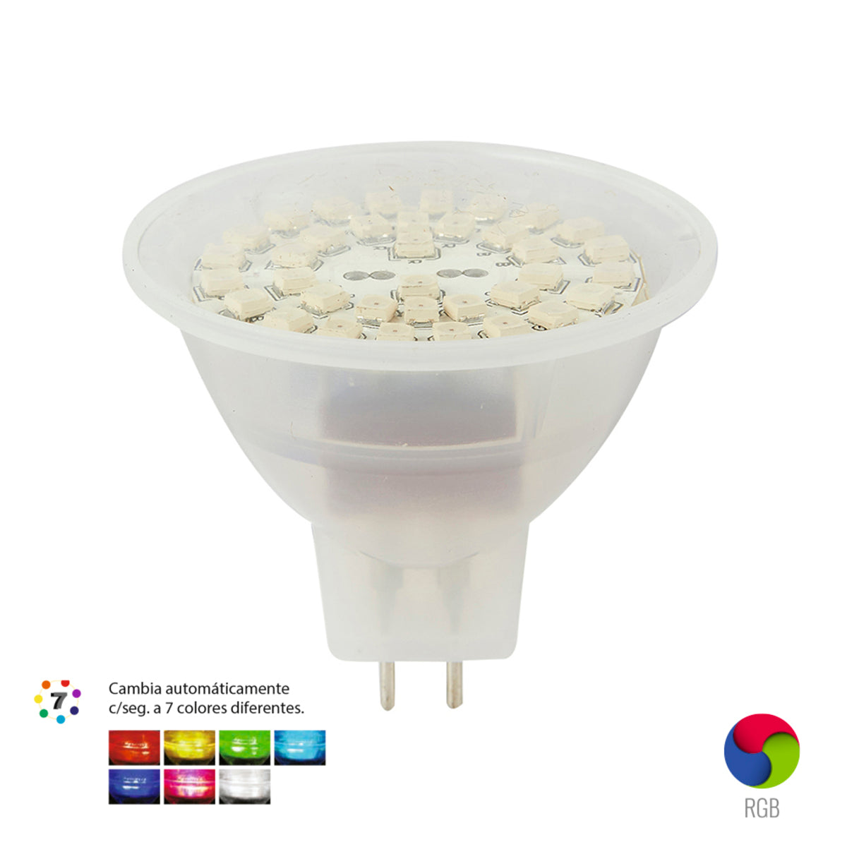 FOCO LÁMPARA LED MR16 3W 127V RGB GX5.3 MR16-SMDLED/3W RGB – Nosa.mx