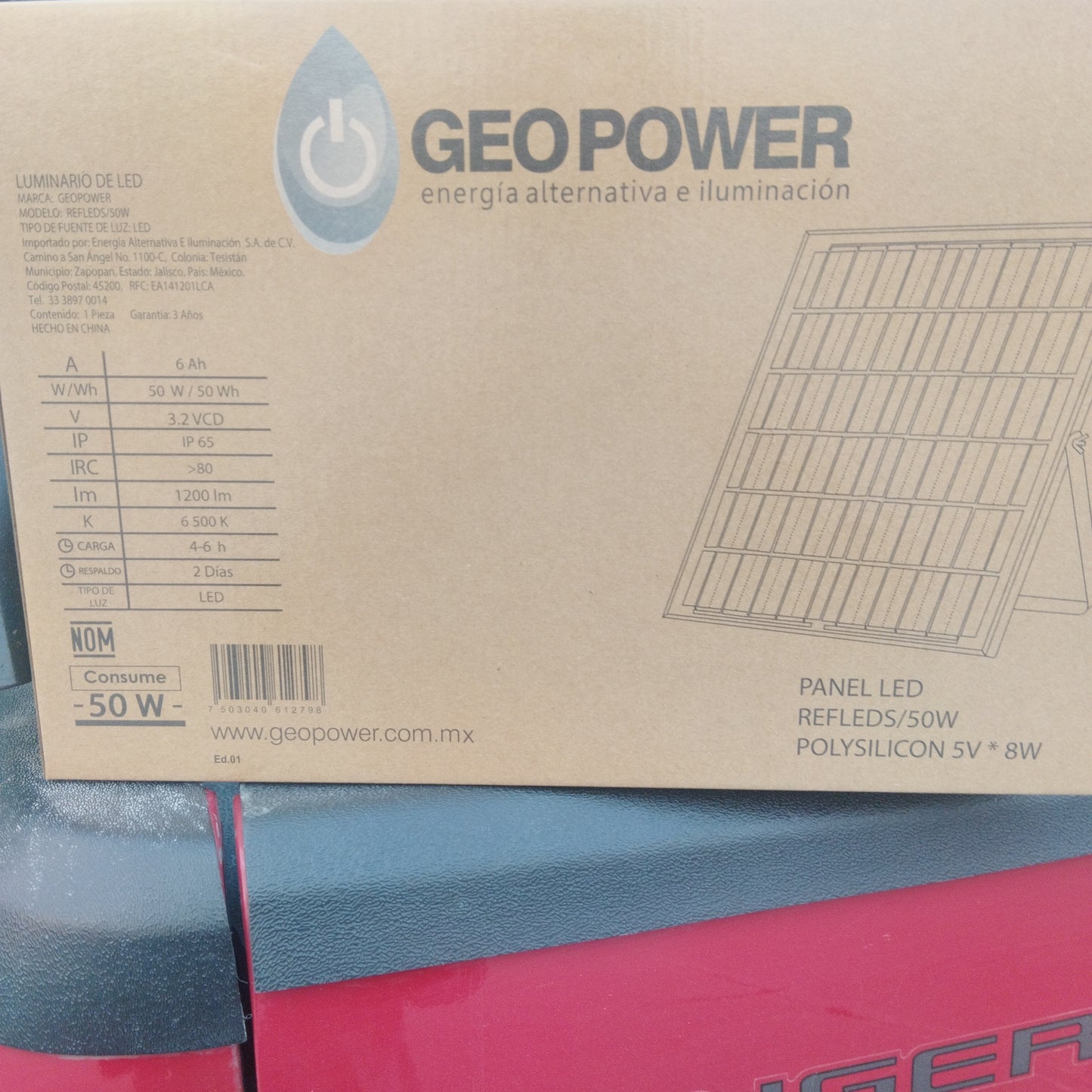 REFLECTOR SOLAR 50W 6500K REFLEDS/50W GEOPOWER LUZ FRIA AUTONOMO CON P ...