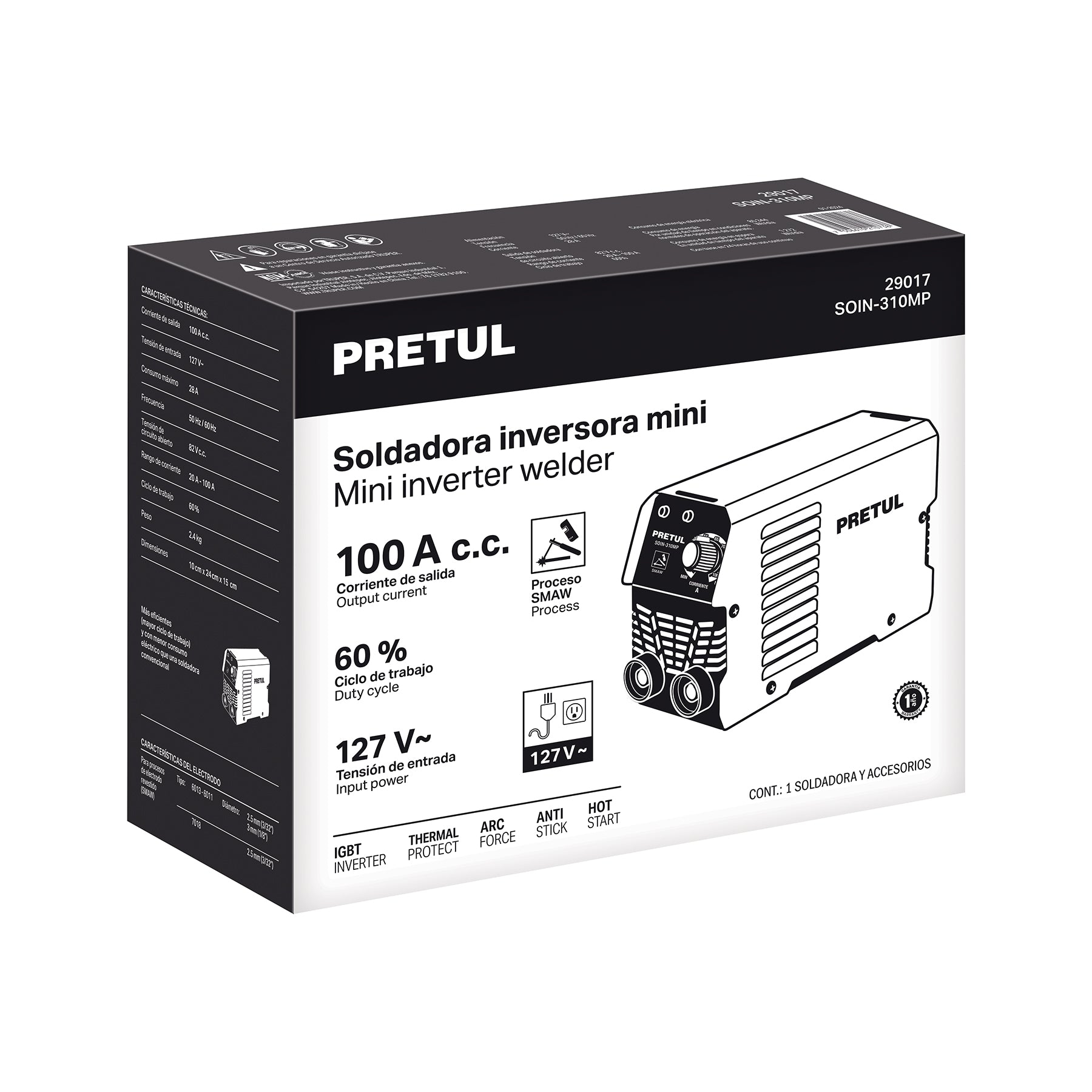 MINI SOLDADORA INVERSA 100A 127V PRETUL 29017 SOIN-310MP – Nosa.mx